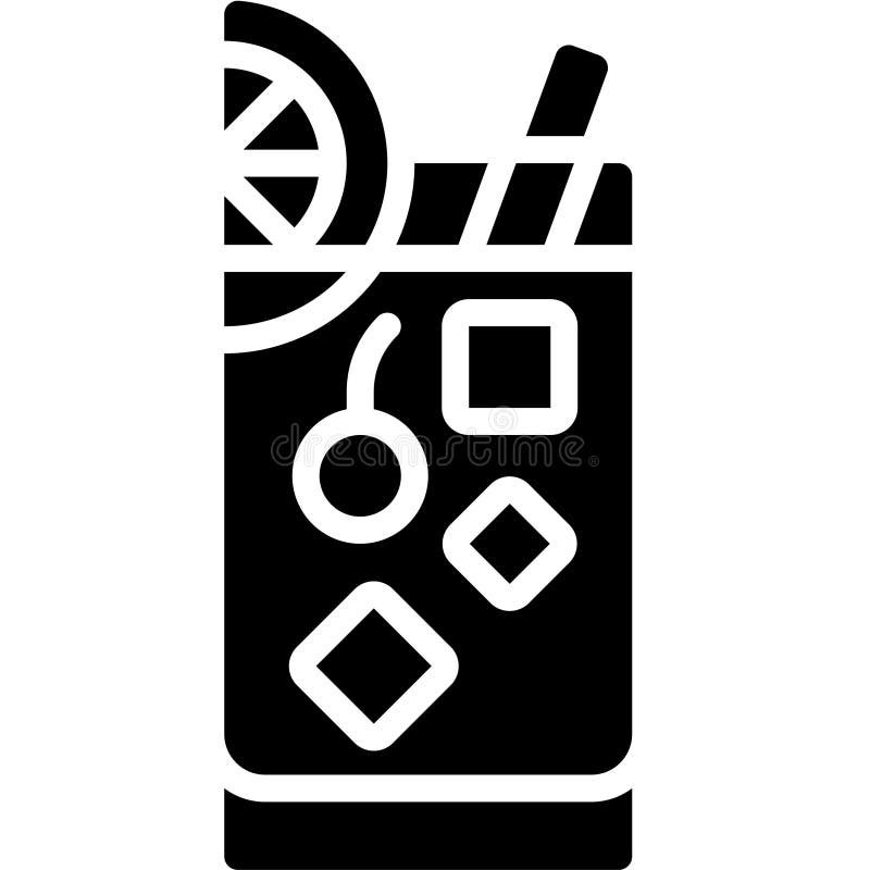 Tom Collins Cocktail Icon, Alcoholic Mixed Drink Vector Stock Vector ...