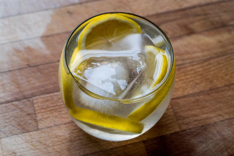 Tom Collins Cocktail with Lemon and Ice. Stock Image - Image of copy ...