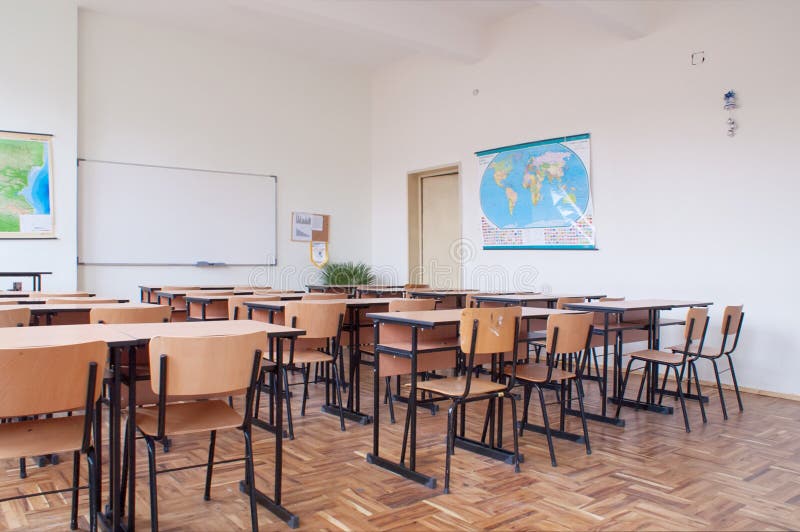 Tom Klassrum Modern Klassrum Praktisk Publik För Klasser Stolstolar I ...