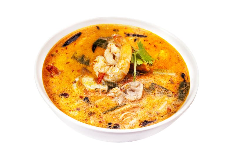 Tom Yam Kung Or Tom Yum Tom Yam Isolated With Clipping Paths On White Background Stock Image
