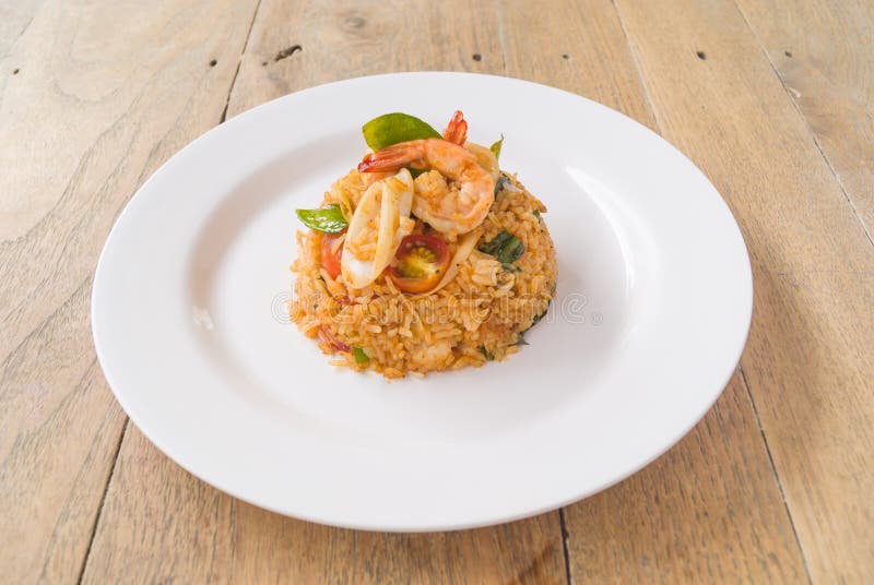 Tom Yam Seafood Fried Rice stock image. Image of eggs - 38770795