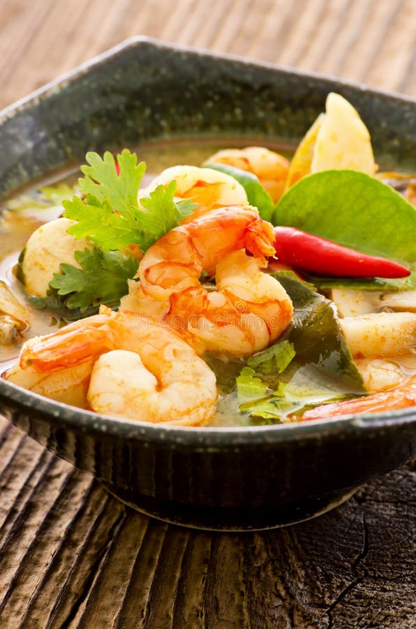 Tom yam soup stock image. Image of gung, closeup, grass - 26963435
