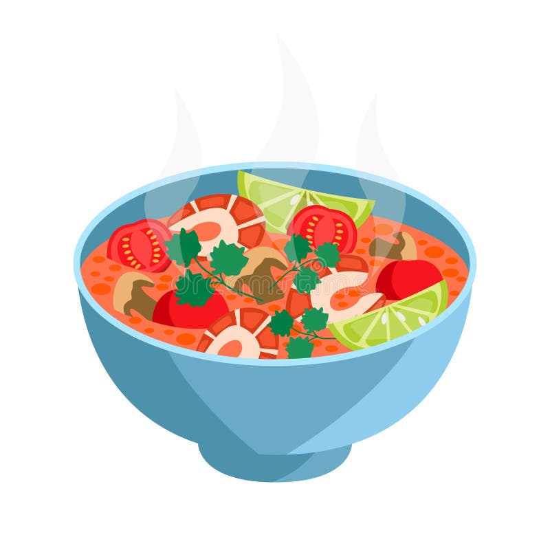 Tom Yam soup. Vector stock vector. Illustration of meat - 272061801