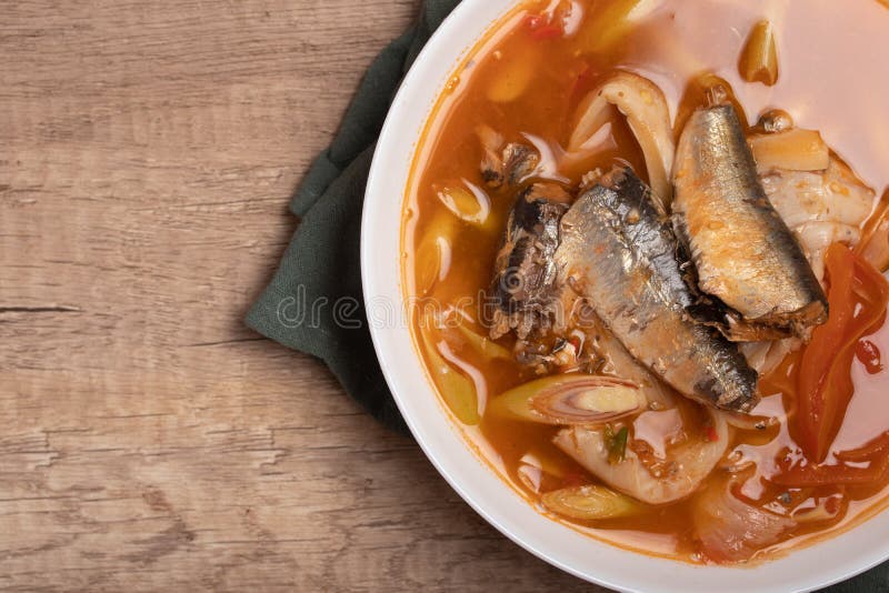 Tom Yum Canned Fish in a Cup. Spicy Soup Stock Photo - Image of cheap ...