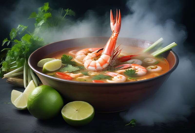 Tom Yum Goong Recipe with a Twist Stock Illustration - Illustration of ...