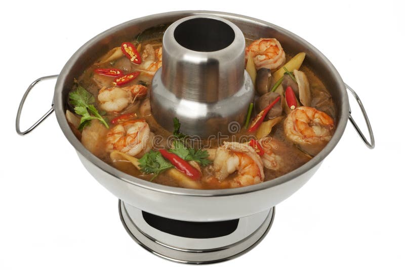 Tom Yum Goong Soup, Fire Pot Stock Image - Image of grass, shrimps ...