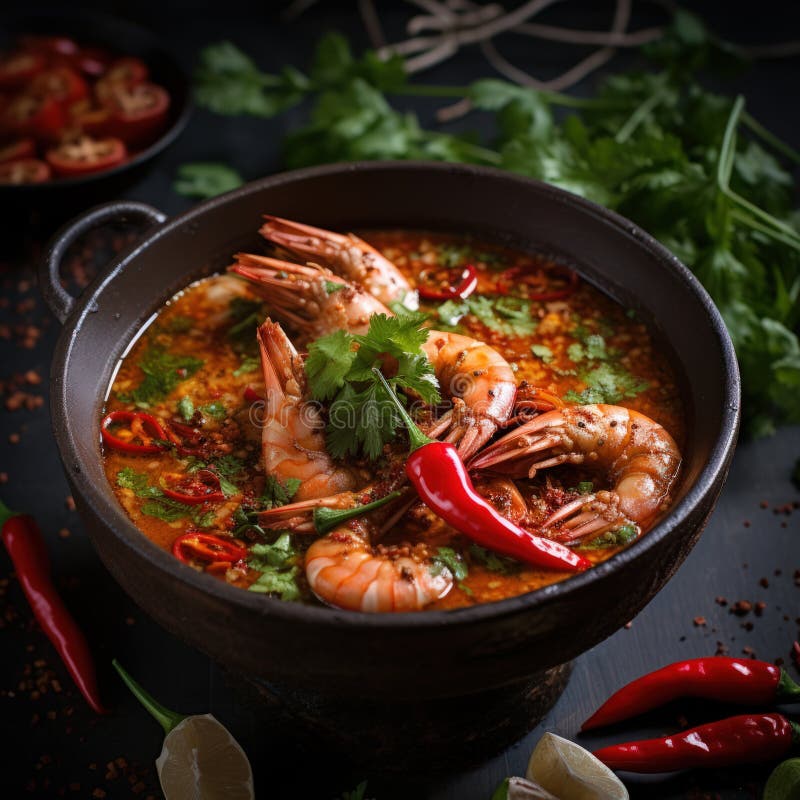 Tom Yum Goong (Tom Yum Soup) Spicy Thai Soup with Shrimp Stock ...