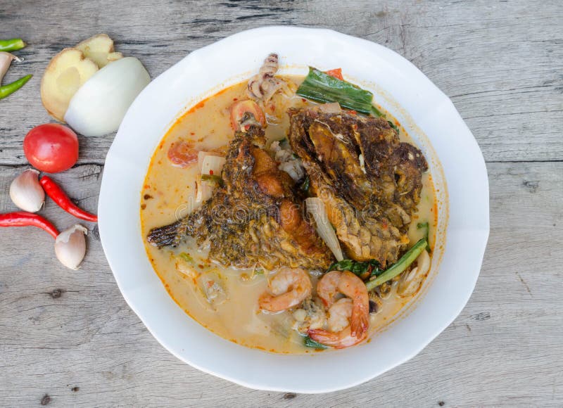 Tom Yum Kung and Fish -Thai Spicy Soup Stock Image - Image of coriander ...