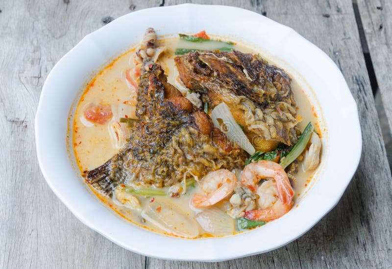 Tom Yum Kung and Fish -Thai Spicy Soup Stock Image - Image of asian ...