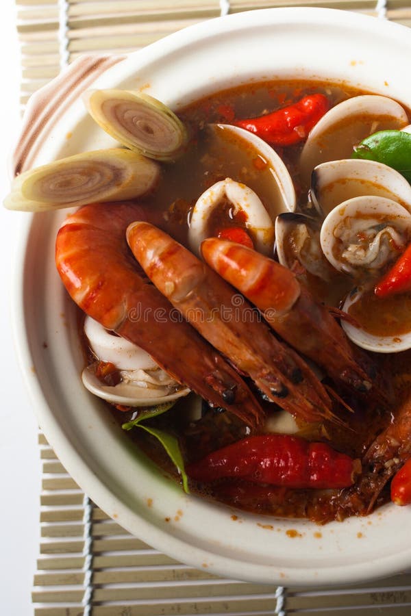 Tom yum seafood soup stock photo. Image of food, cooked - 29256742