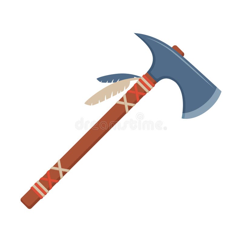 Tomahawk Axe Decorated with Feathers. Native American Indians Tomahawk ...