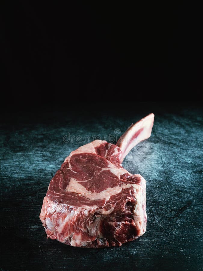 Tomahawk Steak from the Ribeye, Irish Beef, Side View Stock Photo ...