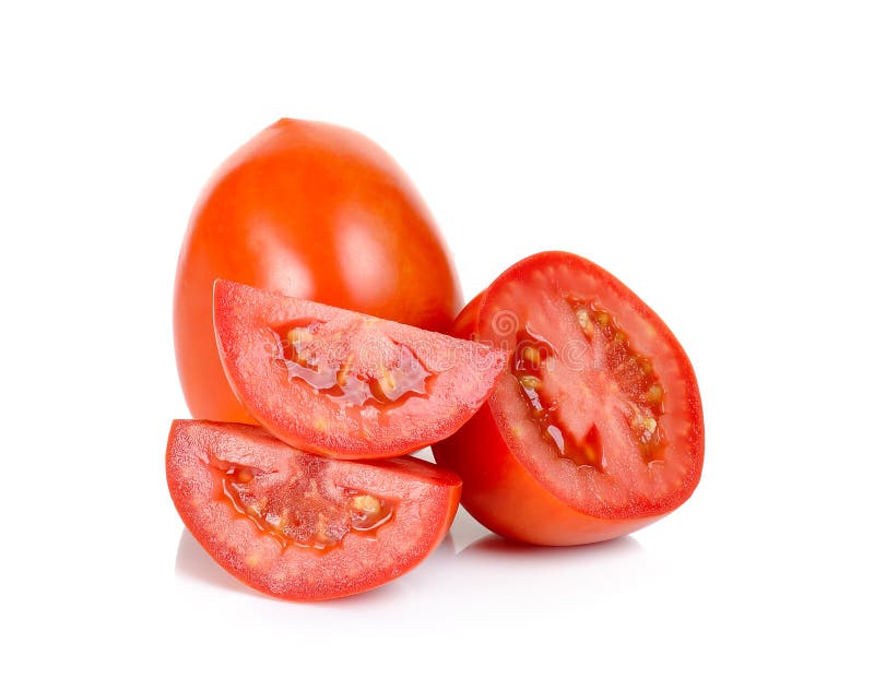 Tomate Cortado Aislado En El Fondo Blanco Imagen de archivo - Imagen de ...