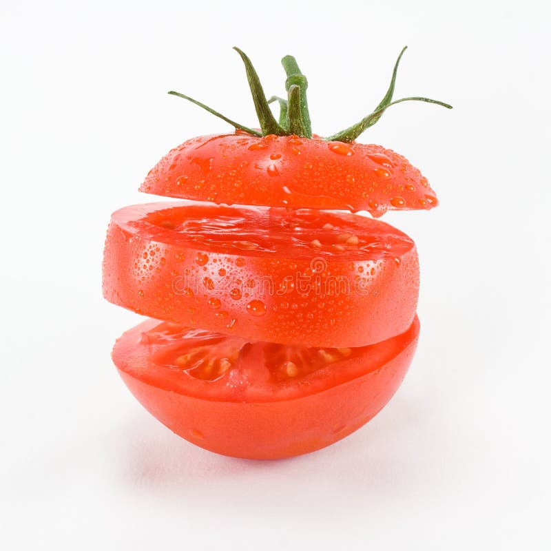 Tomate Coupée En Tranches Juteuse Photo stock - Image du baisses ...