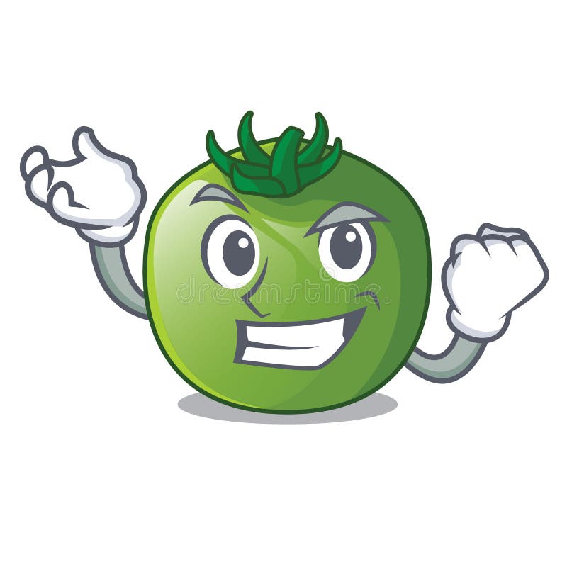 Tomate Verde Acertado Con Las Historietas Aisladas Ilustración del ...