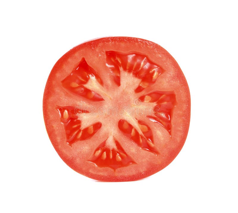 Tomatenscheibe Lokalisiert Auf Weiß Stockfoto - Bild von gesund ...