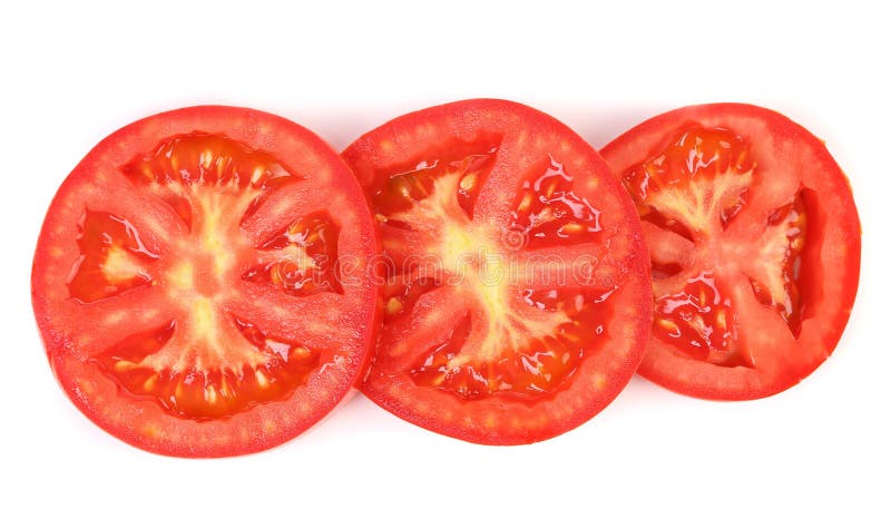 Tomatenscheibe Lokalisiert Auf Weißem Hintergrund. Stockfoto - Bild von ...
