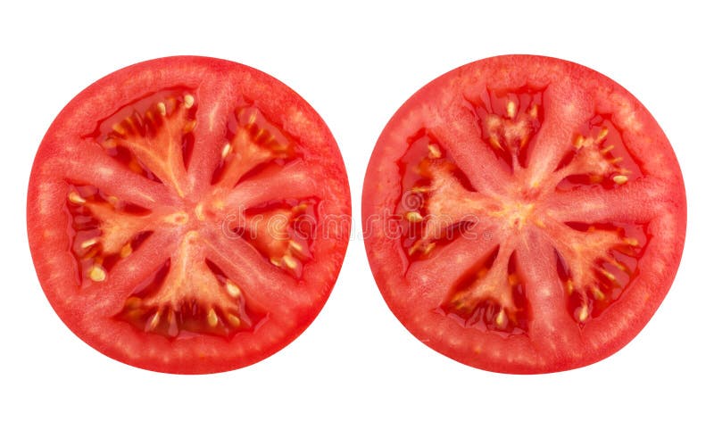 Tomatenscheibe Lokalisiert Auf Weißem Hintergrund Stockbild - Bild von ...