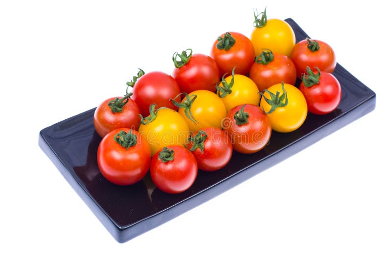Tomates Pequenos Maduros Amarelos E Vermelhos Foto de Stock - Imagem de ...