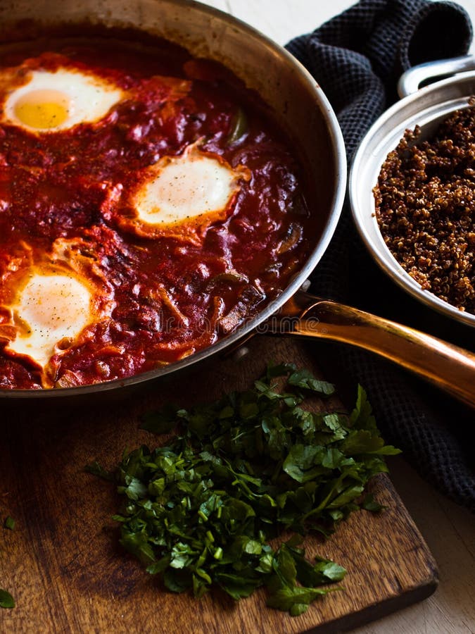 Tomato Based Shakshuka - Middle Eastern Food in the Pan Stock Image ...