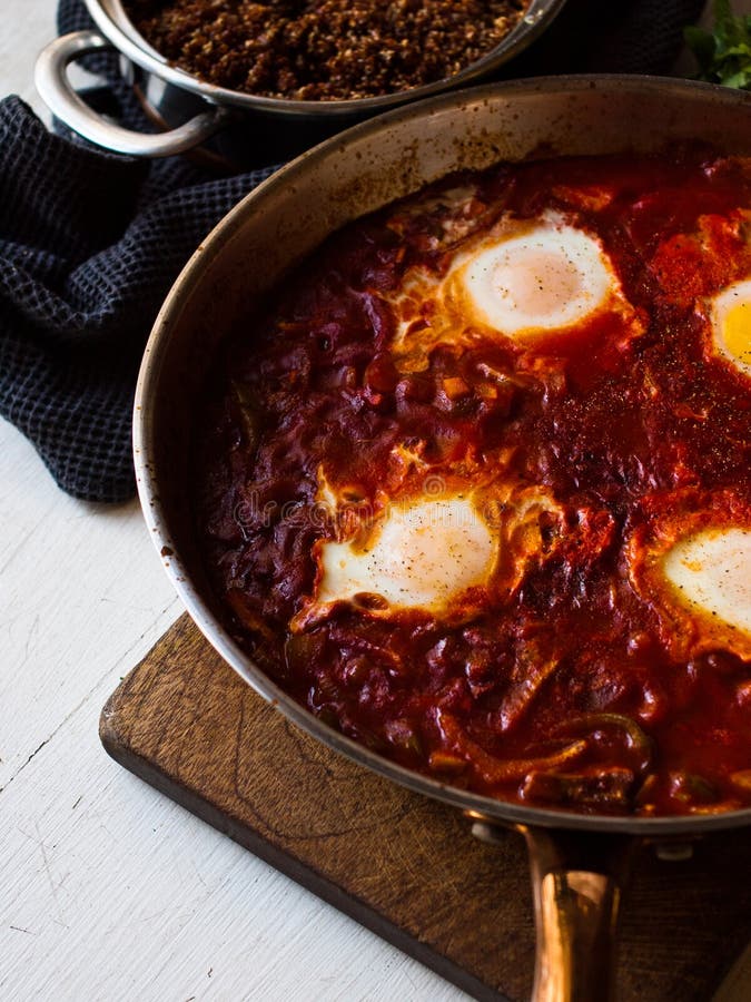 Tomato Based Shakshuka - Middle Eastern Food in the Pan Stock Image ...