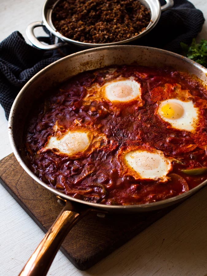 Tomato Based Shakshuka - Middle Eastern Food in the Pan Stock Photo ...