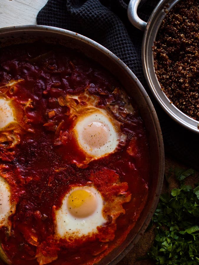 Tomato Based Shakshuka - Middle Eastern Food in the Pan Stock Image ...