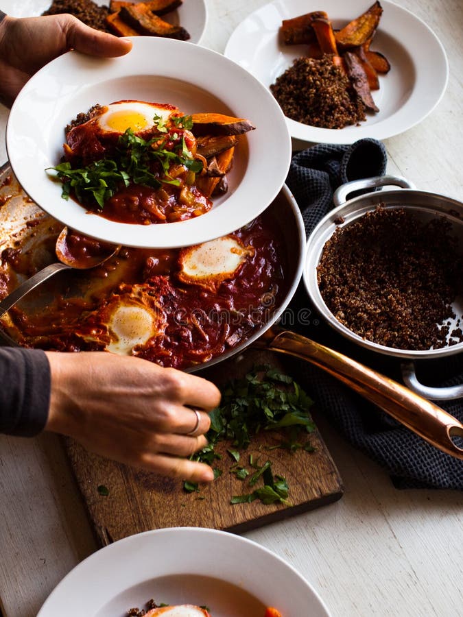 Tomato Based Shakshuka - Middle Eastern Food in the Pan Stock Image ...