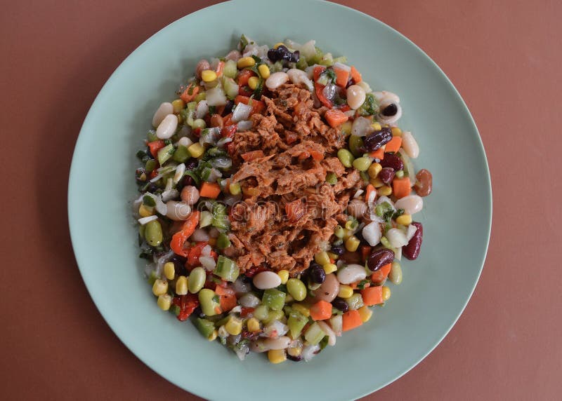 Tomato and Basil Tuna with Mixed Beans Stock Image - Image of healthy ...