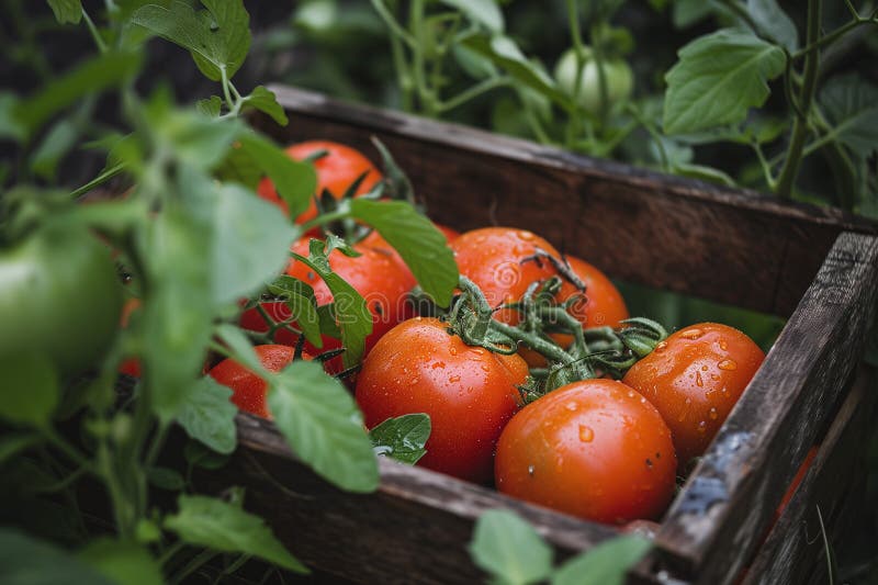 Tomato Branch on Table with Green. Agriculture Stock Illustration ...