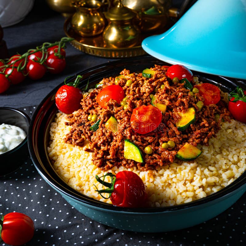 Tomato Bulgur with Vegetables and Minced Meat Stock Image - Image of ...