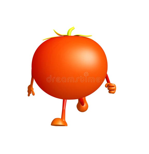 Tomato Character with Running Pose Stock Illustration - Illustration of ...
