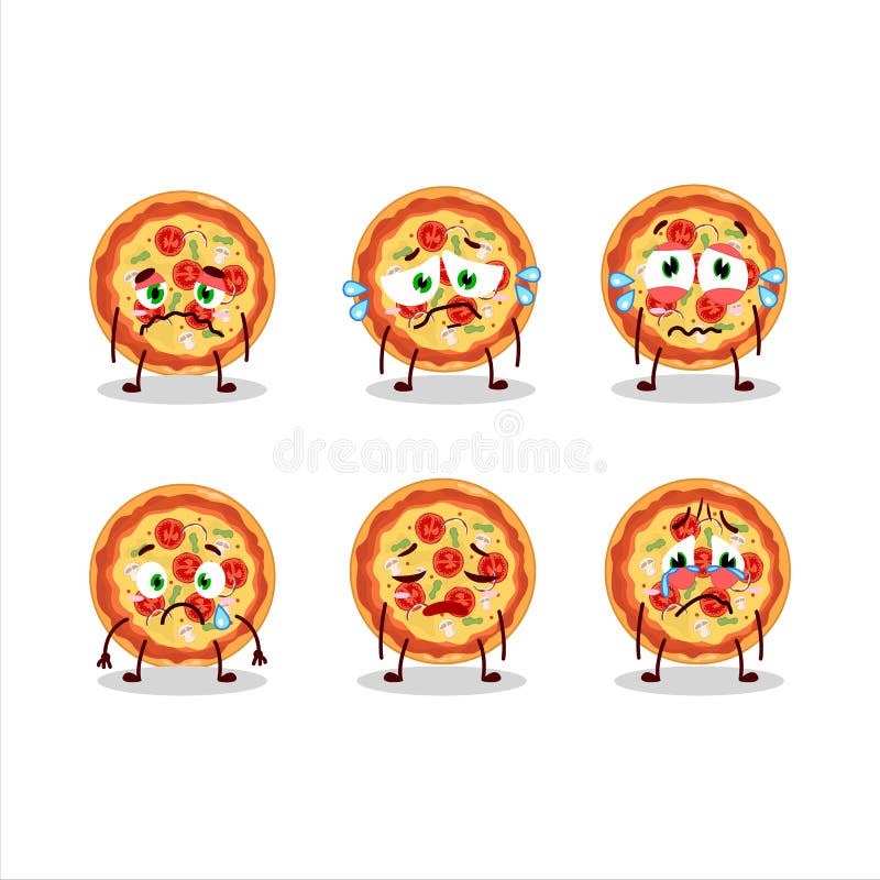 Crying Pizza Mascot Cartoon Style Stock Vector - Illustration of lunch ...