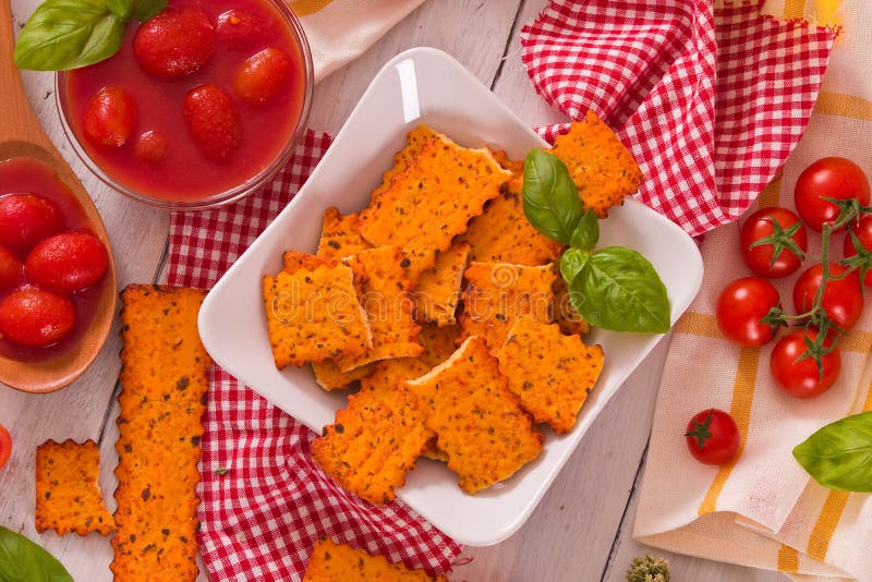 Tomato crackers. stock photo. Image of crunchy, culinary - 147765546