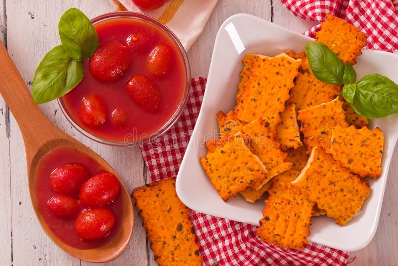 Tomato crackers. stock photo. Image of dinner, baked - 147765648