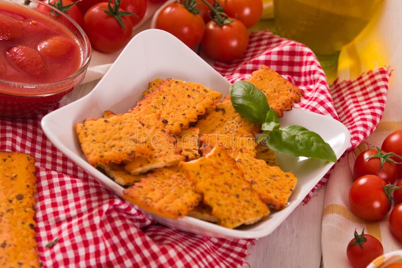 Tomato crackers. stock image. Image of breakfast, culinary - 150437791