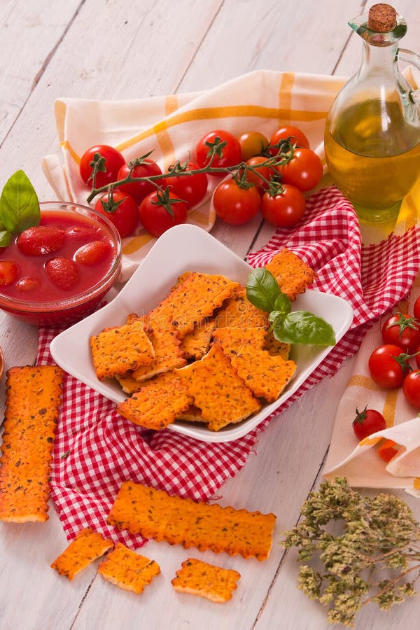 Tomato crackers. stock photo. Image of fresh, dinner - 147765636