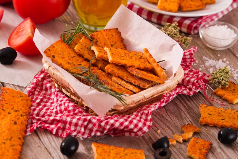 Tomato crackers. stock photo. Image of breakfast, edible - 142547078