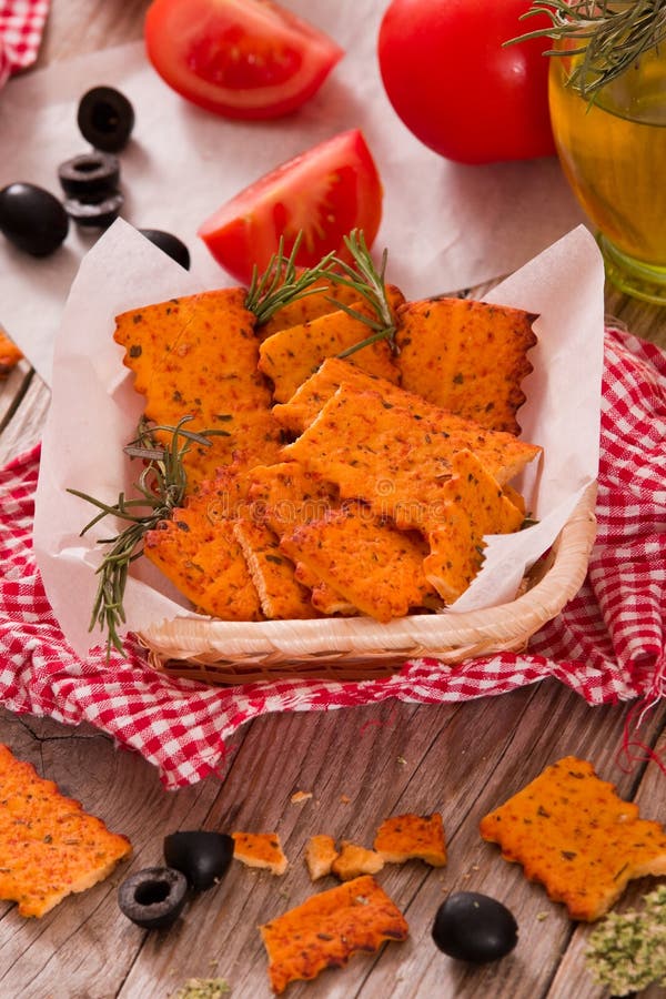 Tomato crackers. stock image. Image of edible, crunchy - 143947297