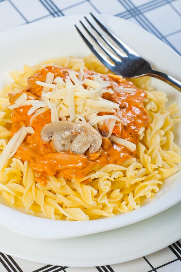 Tomato cream pasta stock image. Image of fusion, pepper - 30496493