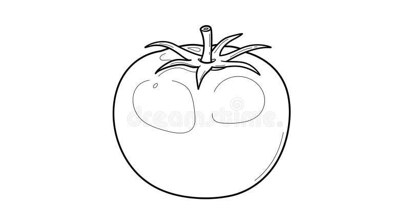 Tomato Drawing Simple Black and White Outline Stock Illustration ...