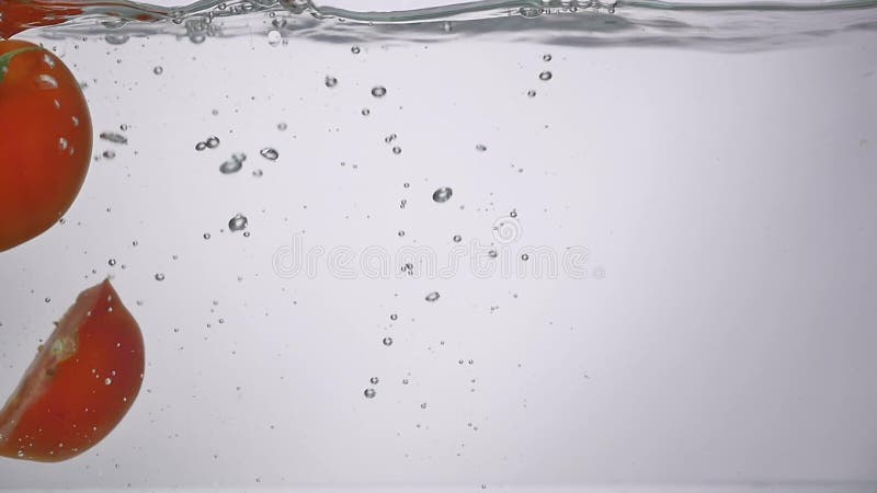 Tomato Drop in Water Splash with Bubble Stock Footage - Video of liquid ...