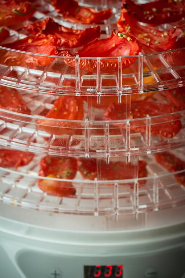 Tomato Drying Process in a Food Dehydrator. Stock Photo - Image of ...
