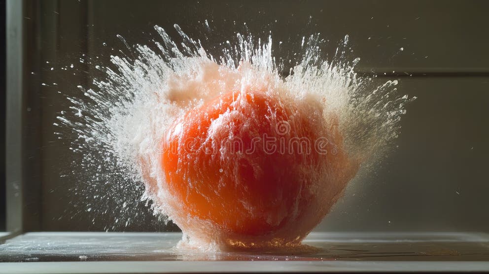 Tomato Explosion Frozen in Time with Visible Shockwaves Stock Photo ...