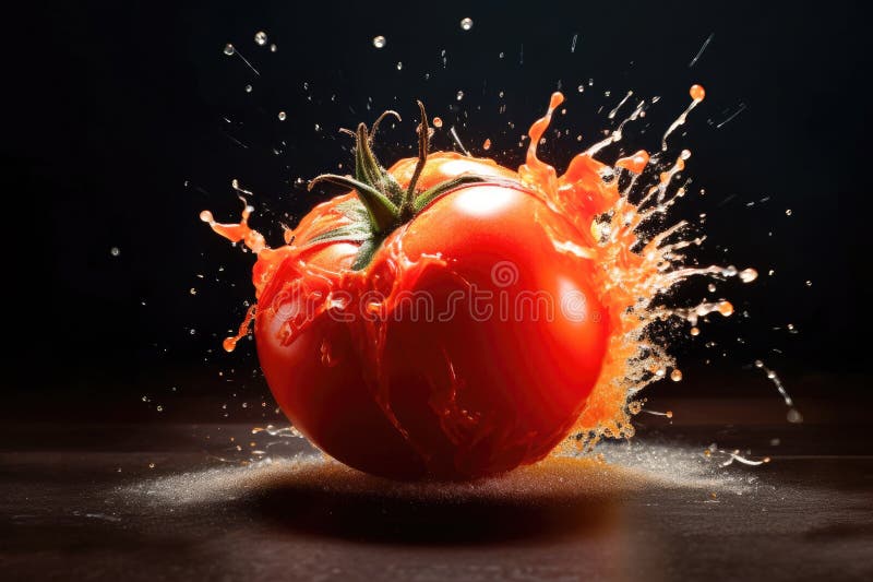 A Tomato Falling and Bursting on the Ground Generative AI Illustration ...