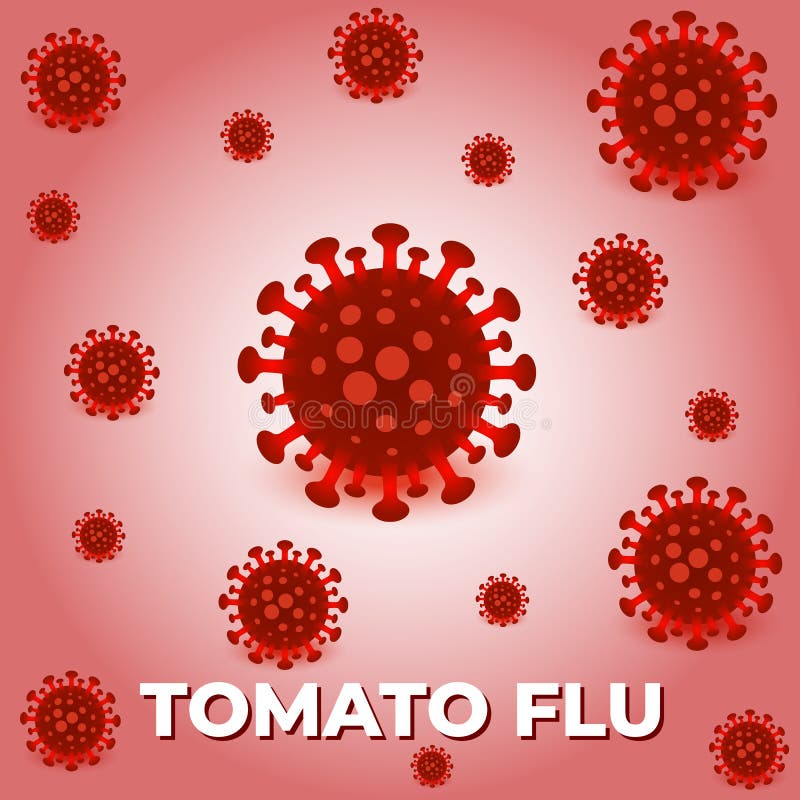 Tomato Flu Virus Cells on Red Science Background. Stock Vector ...