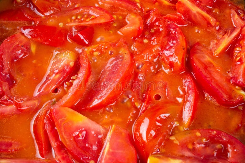 Tomato Frying on Pan, Cooking Vegetable Sauce, Red Stock Image - Image ...