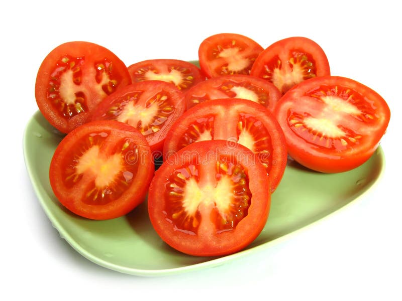Tomato halves stock image. Image of plate, eatable, food - 4991471