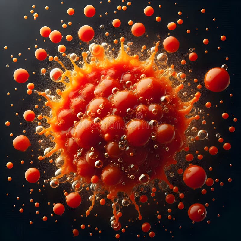 Tomato Juice Exploding with Bubbles on Black Background Stock ...