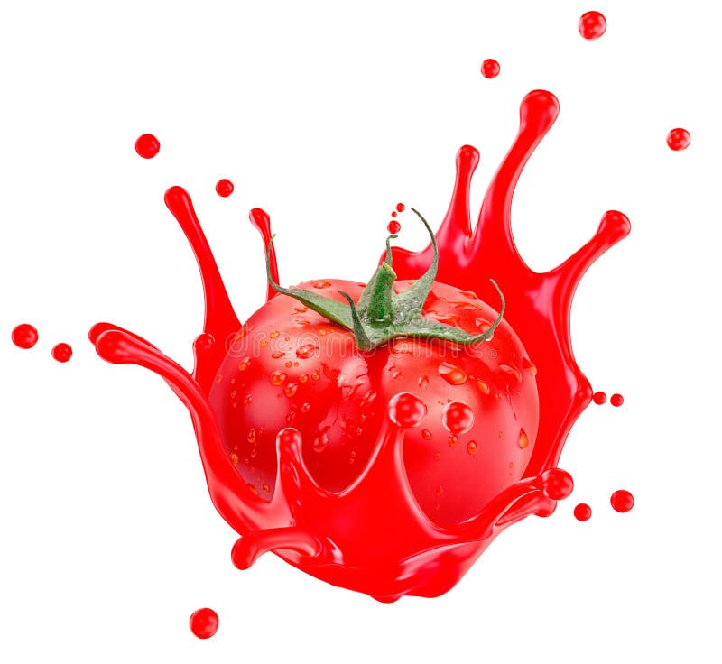 Tomato in Juice Splash Isolated on a White Background. Clipping Path ...